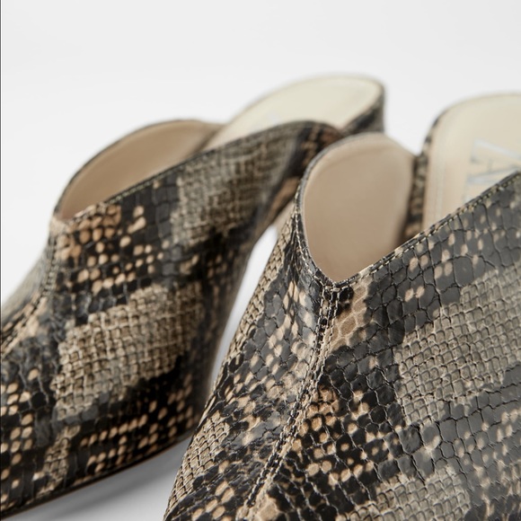 Zara | Shoes | Zara Animal Snakeskin Print High Heeled Mules New | Poshmark